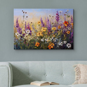 IDEA4WALL Vibrant Wildflower Rustic Countryside Lavender Flowers Botanical Floral Farmhouse On ...